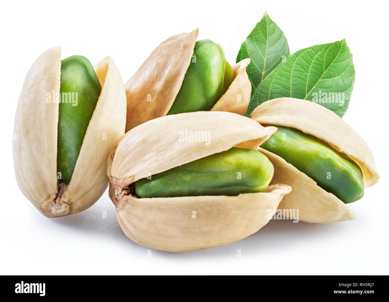 Green pistachio nuts with pistachio shell on white background Stock ...
