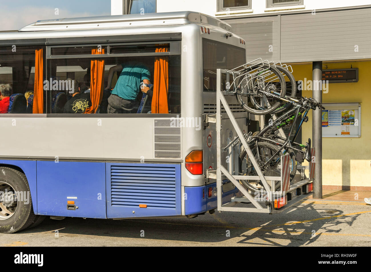 GARDA, LAKE GARDA, ITALY - SEPTEMBER 2018: Public service bus with ...