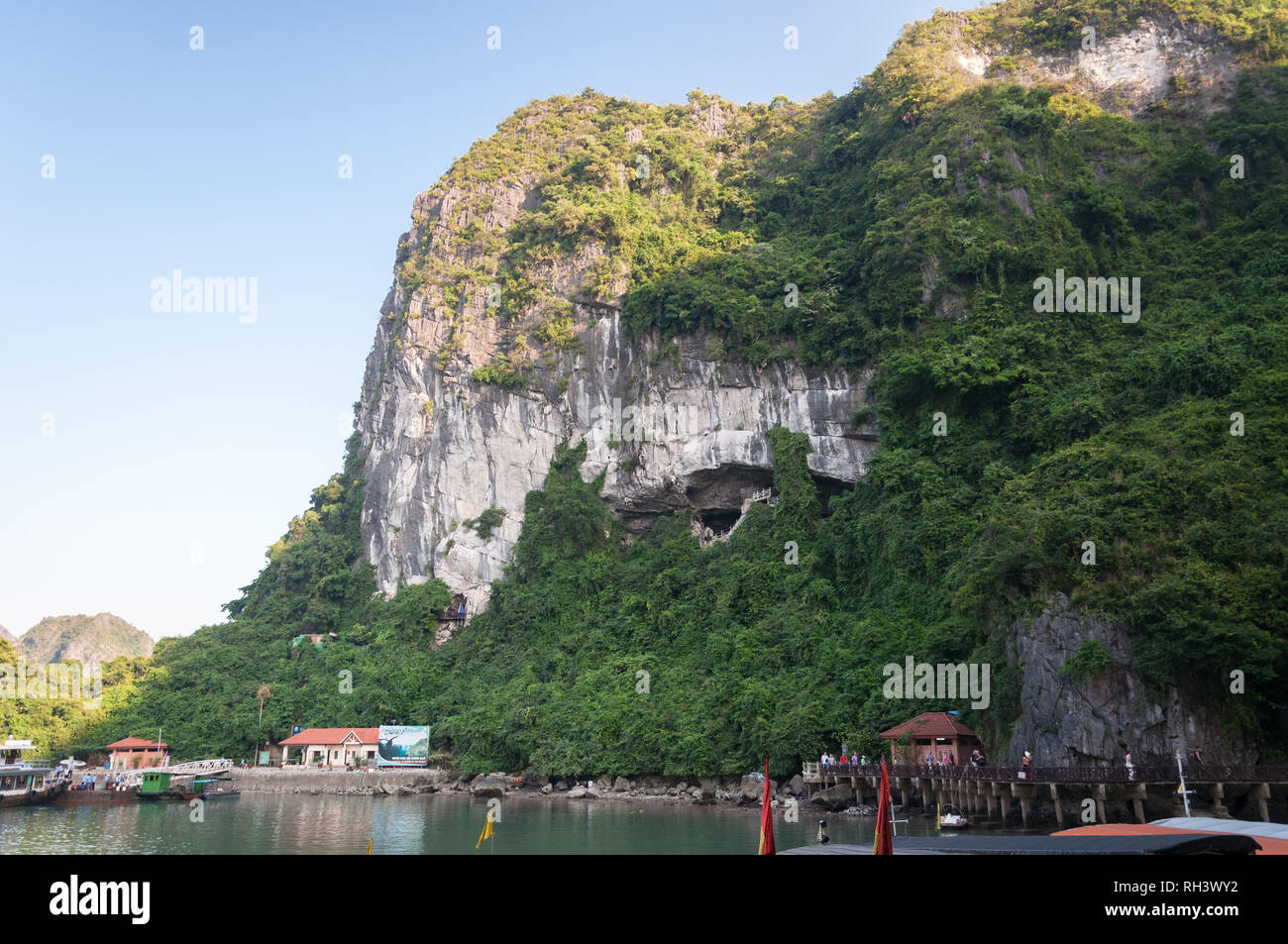 Bo Hon Island and port with Sung Sot cave exit visible on the side of ...