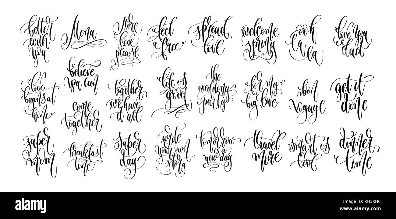 set of 25 hand lettering inscription text motivation and inspiration ...