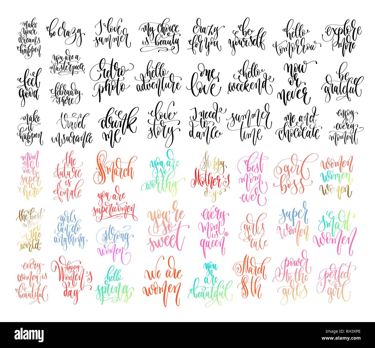 set of 50 hand lettering inscription text motivation inspiration quotes ...
