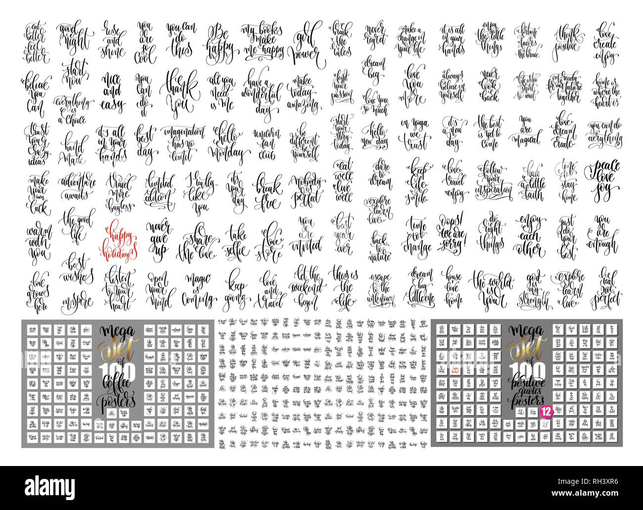 mega set of 500 hand lettering inscriptions motivation and inspiration ...