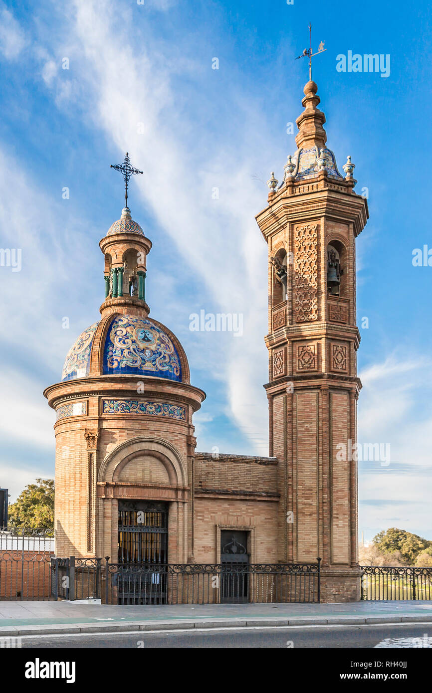 view of a small church with its dome with colorful tiles with an ...