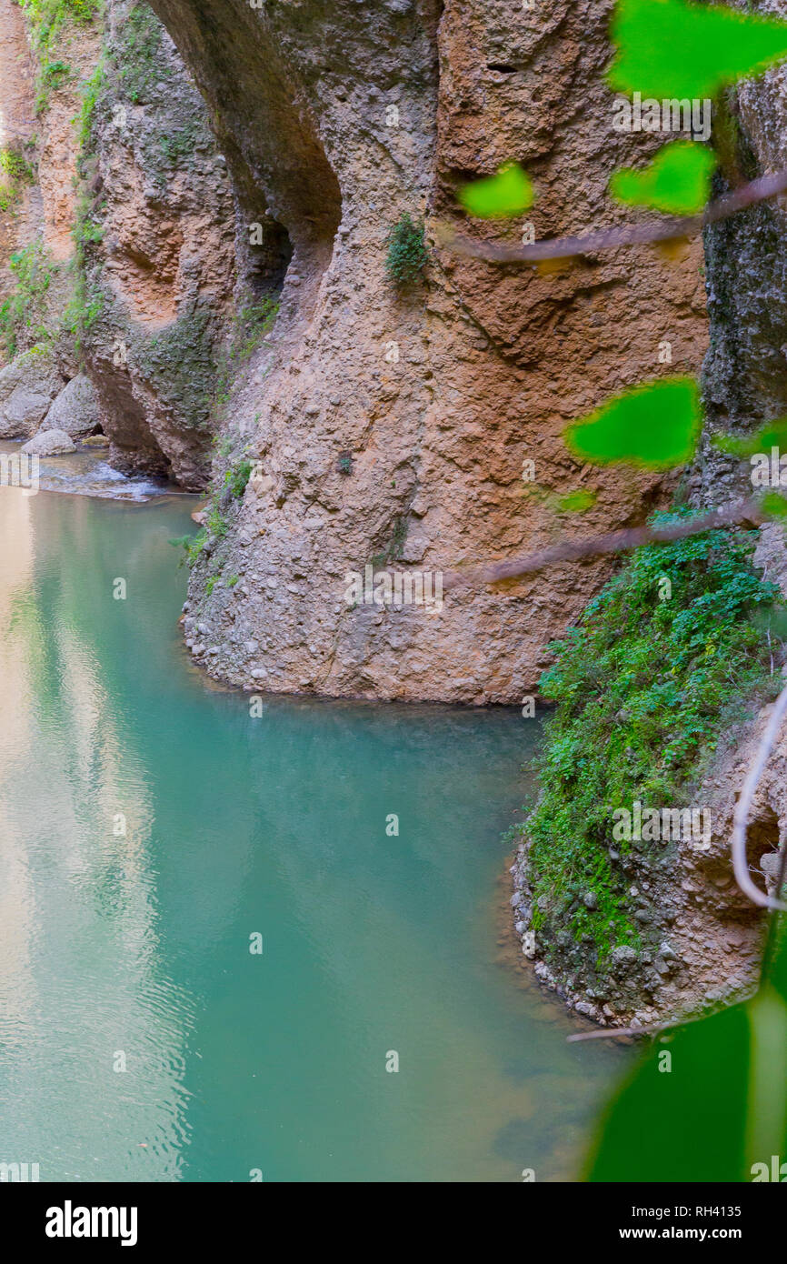 Beautiful view of the Guadalevín River with its turquoise waters, a ...