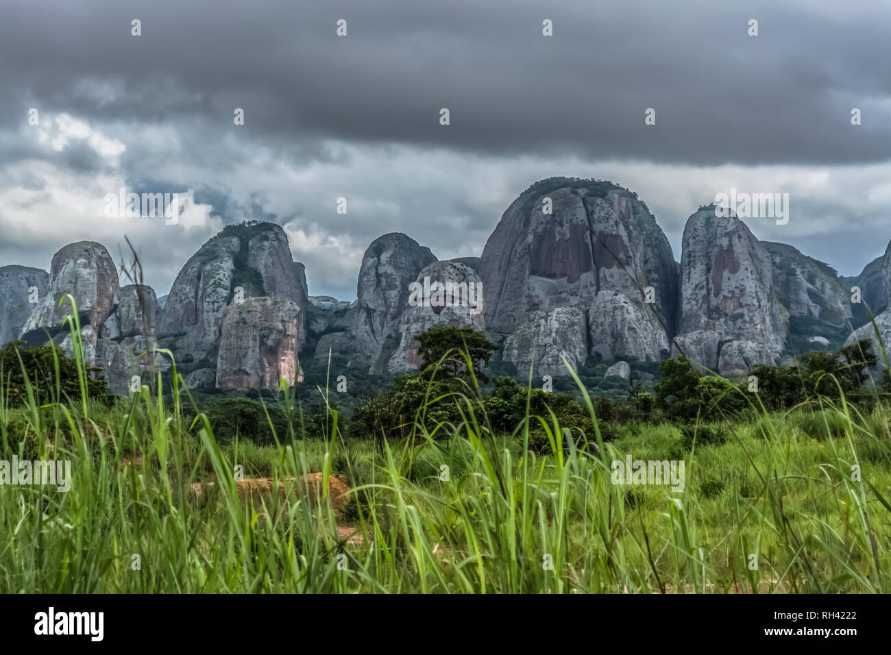 View at the mountains Pungo Andongo, Pedras Negras , black stones, huge ...