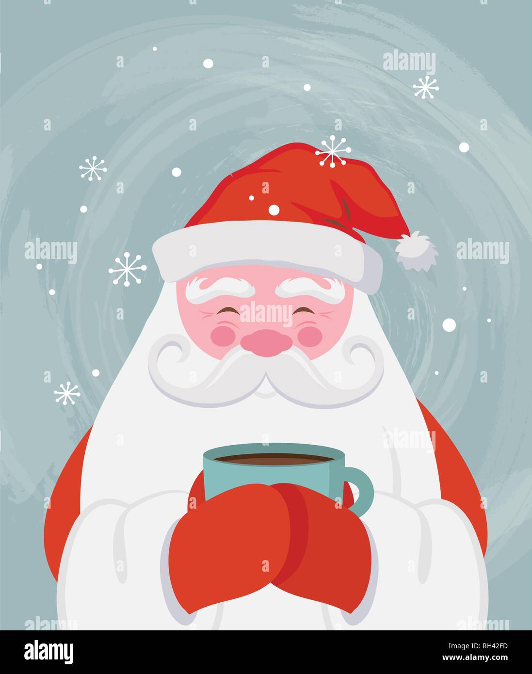 Santa drinking a hot drink and warm himself. Vector christmas ...