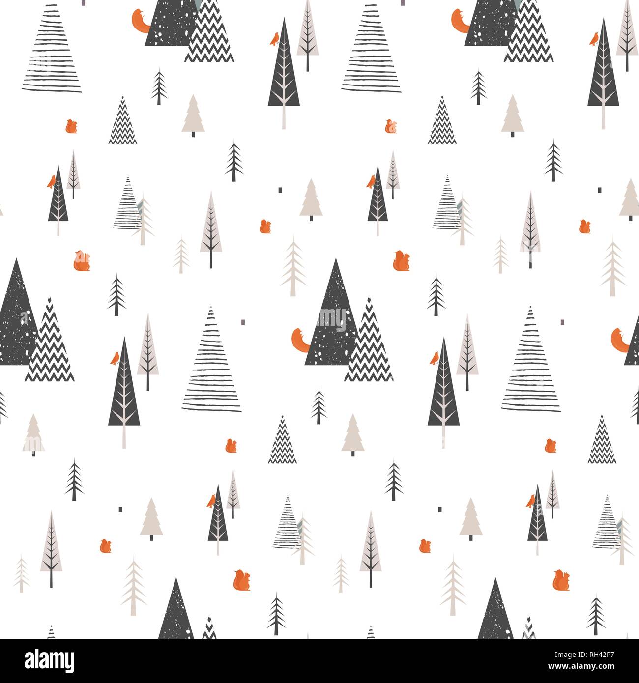 Christmas winter forest landscape . seamless pattern . Abstract Vector ...