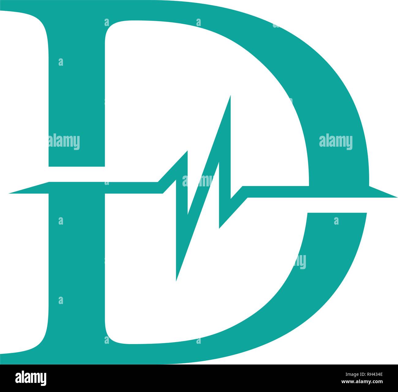 Letter D initial Logo, D-initial Medical Logo with pulse template ...