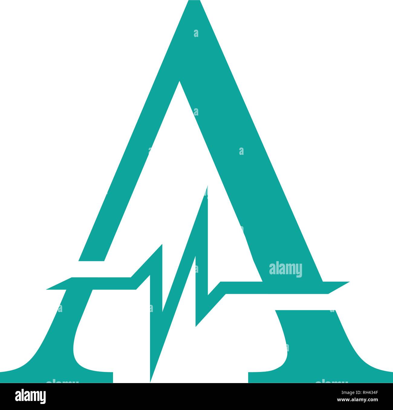 Letter A initial Logo, A-initial Medical Logo with pulse template ...