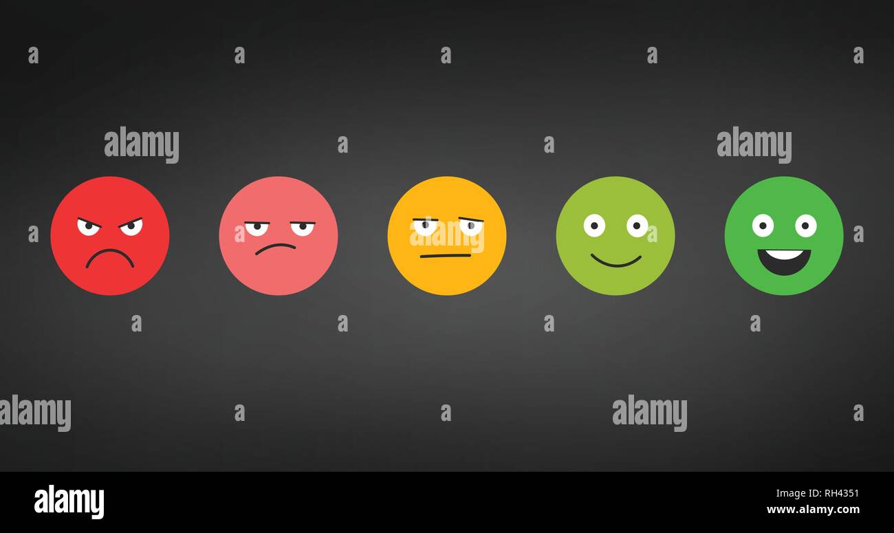 Rating satisfaction. Feedback in form of emotions. Excellent, good ...
