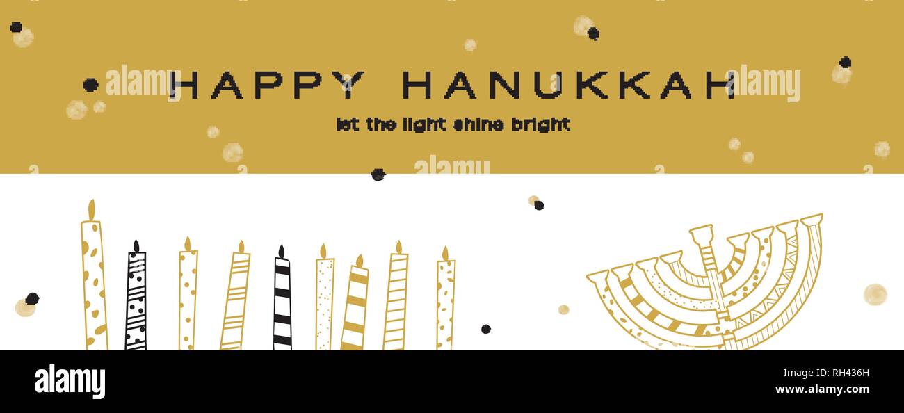 Hanukkah greeting banner , Jewish holiday symbols. golden hanukkah ...