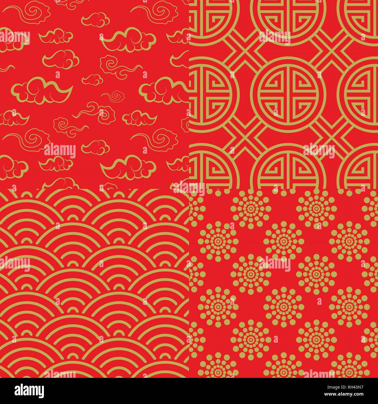 Chinese pattern set with traditional designs. vector illustration Stock ...