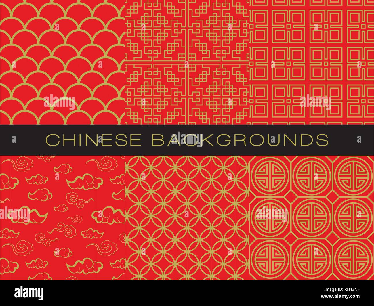 Chinese pattern set with traditional designs. vector illustration Stock ...