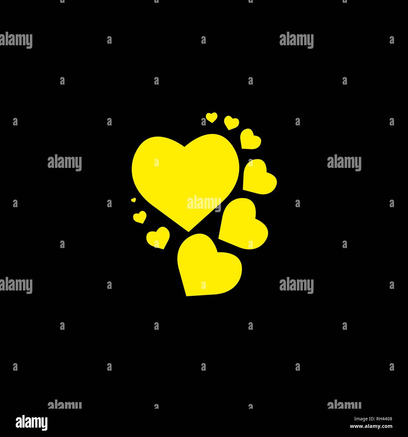 Yellow heart black background. Vector illustration.eps 10 Stock Vector ...