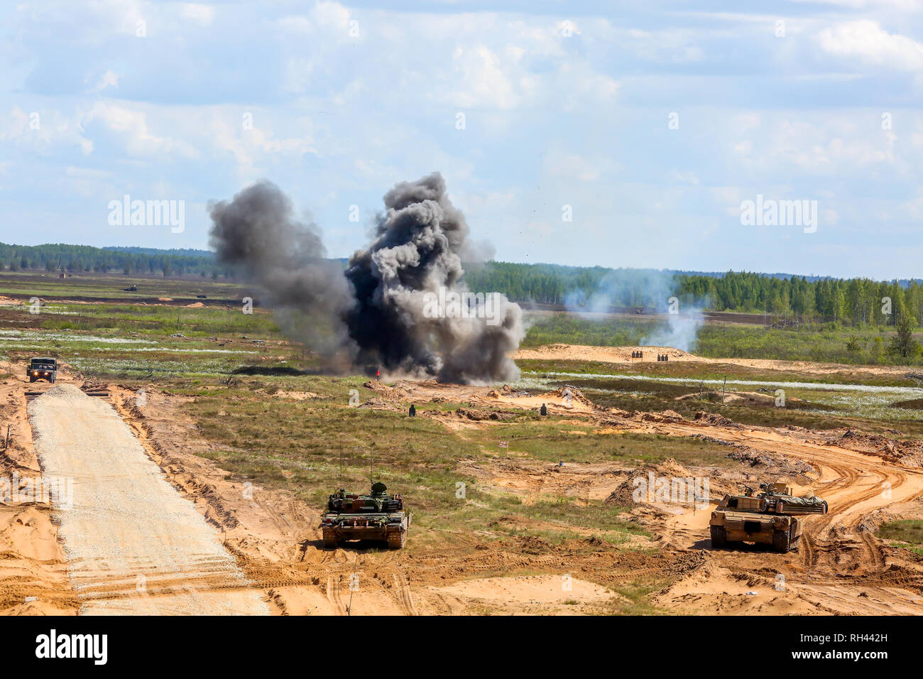 Battle tank explosion hi-res stock photography and images - Alamy