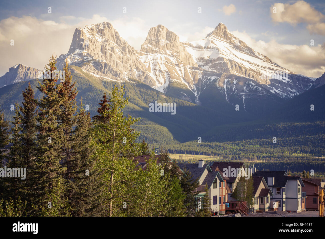 The Three Sisters in Banff National Park. Canmore, Alberta, Canada Stock Photo - Alamy
