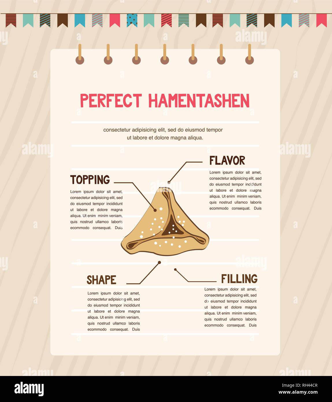 infographics of perfect Hamantaschen for Jewish holiday Purim. vector ...