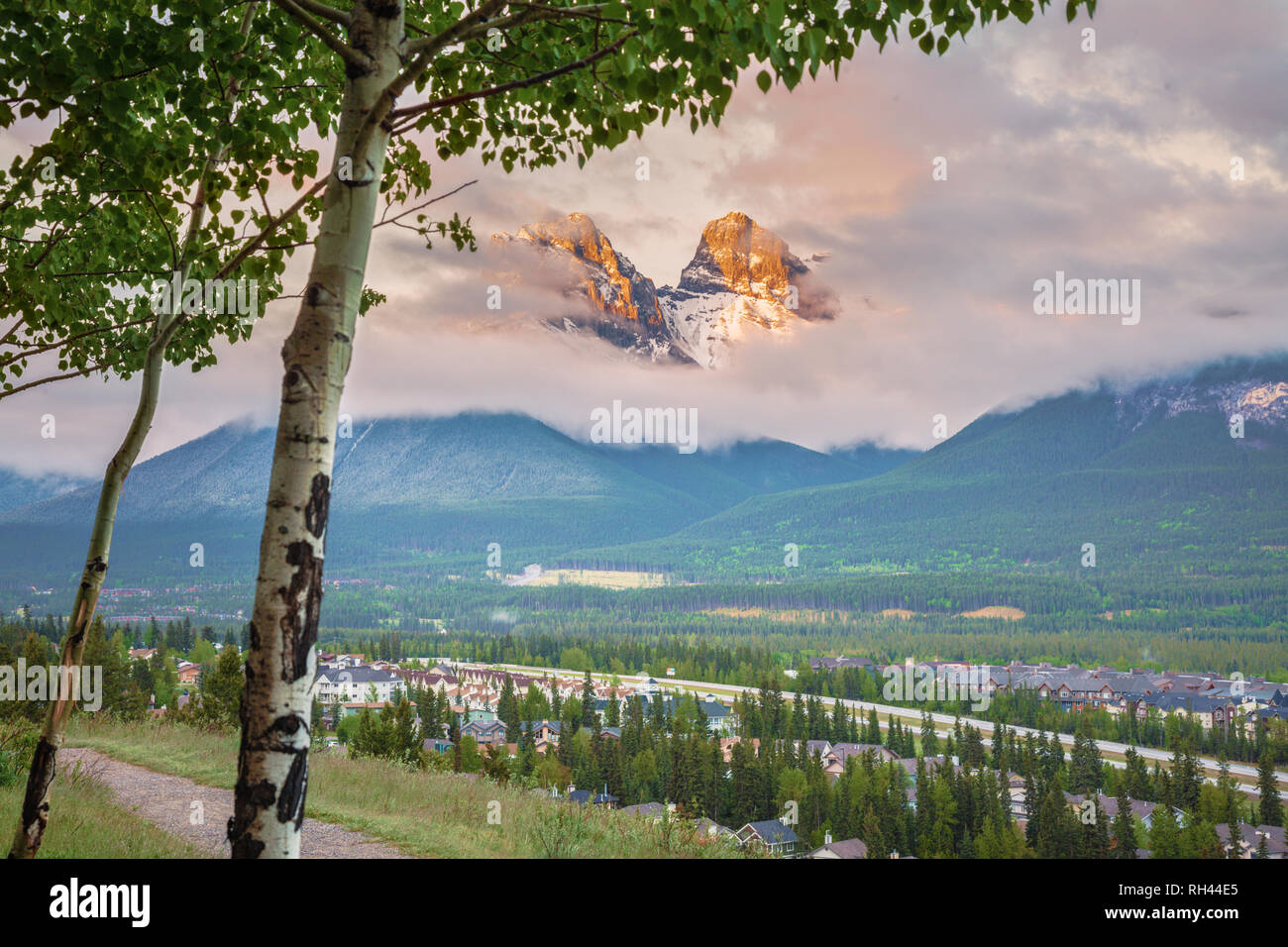 The Three Sisters in Banff National Park. Canmore, Alberta, Canada ...