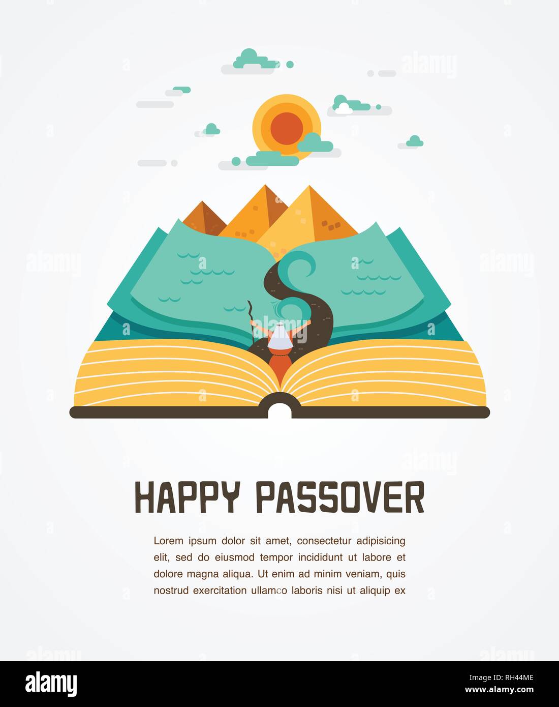passover story haggadah book with Egypt landscape . abstract design ...