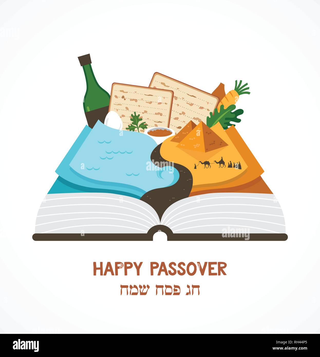 abstract passover story haggadah book over traditional food and Mozes ...