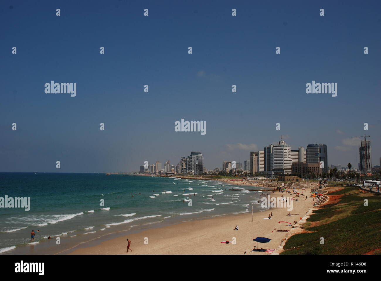 The high rise buildings and beautiful beaches of Tel Aviv in Israel ...