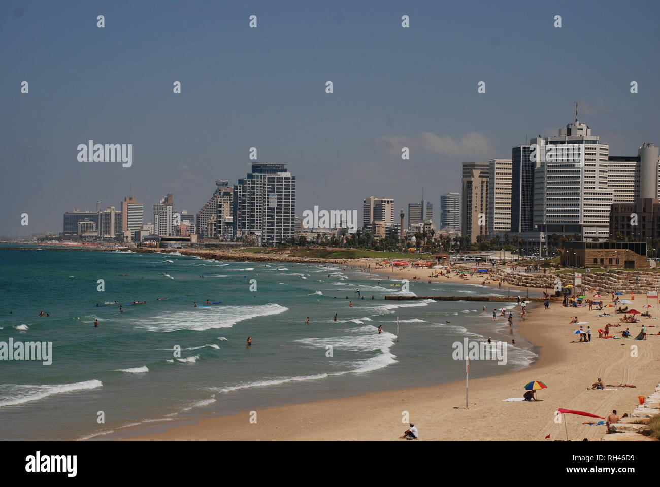 The high rise buildings and beautiful beaches of Tel Aviv in Israel ...
