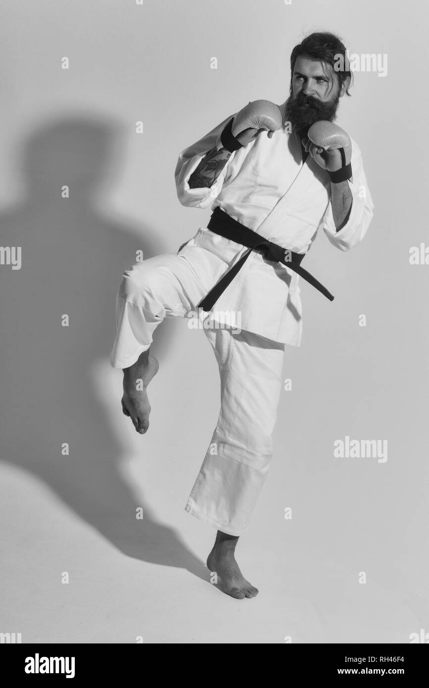 Guy long hair boxing on Black and White Stock Photos & Images - Alamy