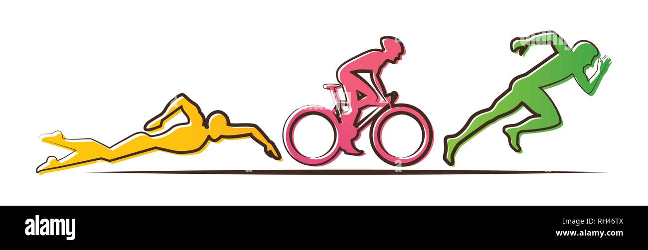 Vector illustration triathlon, flat design. vector illustration Stock ...