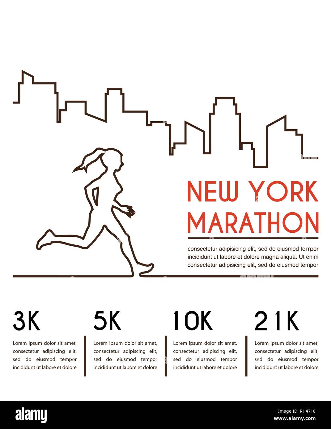 Running marathon, abstract poster design vector illustration Stock ...