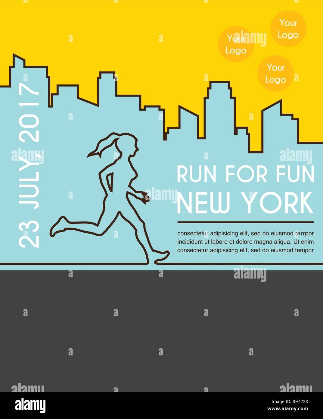 Running marathon, colorful poster design . vector illustration Stock ...