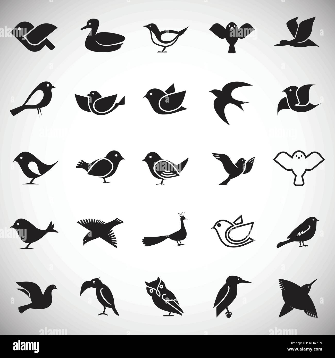 Bird icons set on white background for graphic and web design, Modern ...