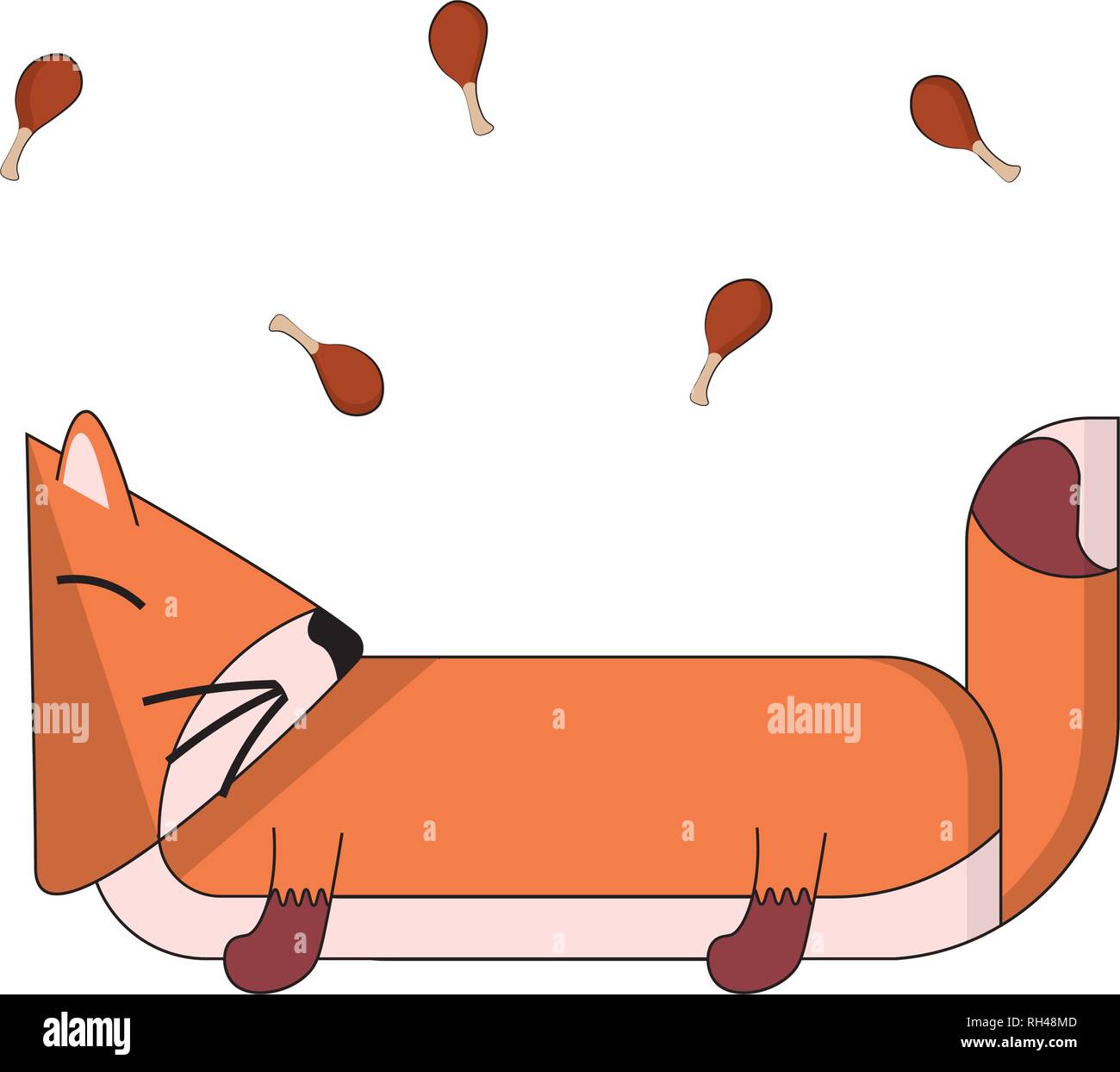 Cute fox with meat big pictures vector Stock Vector Image & Art - Alamy