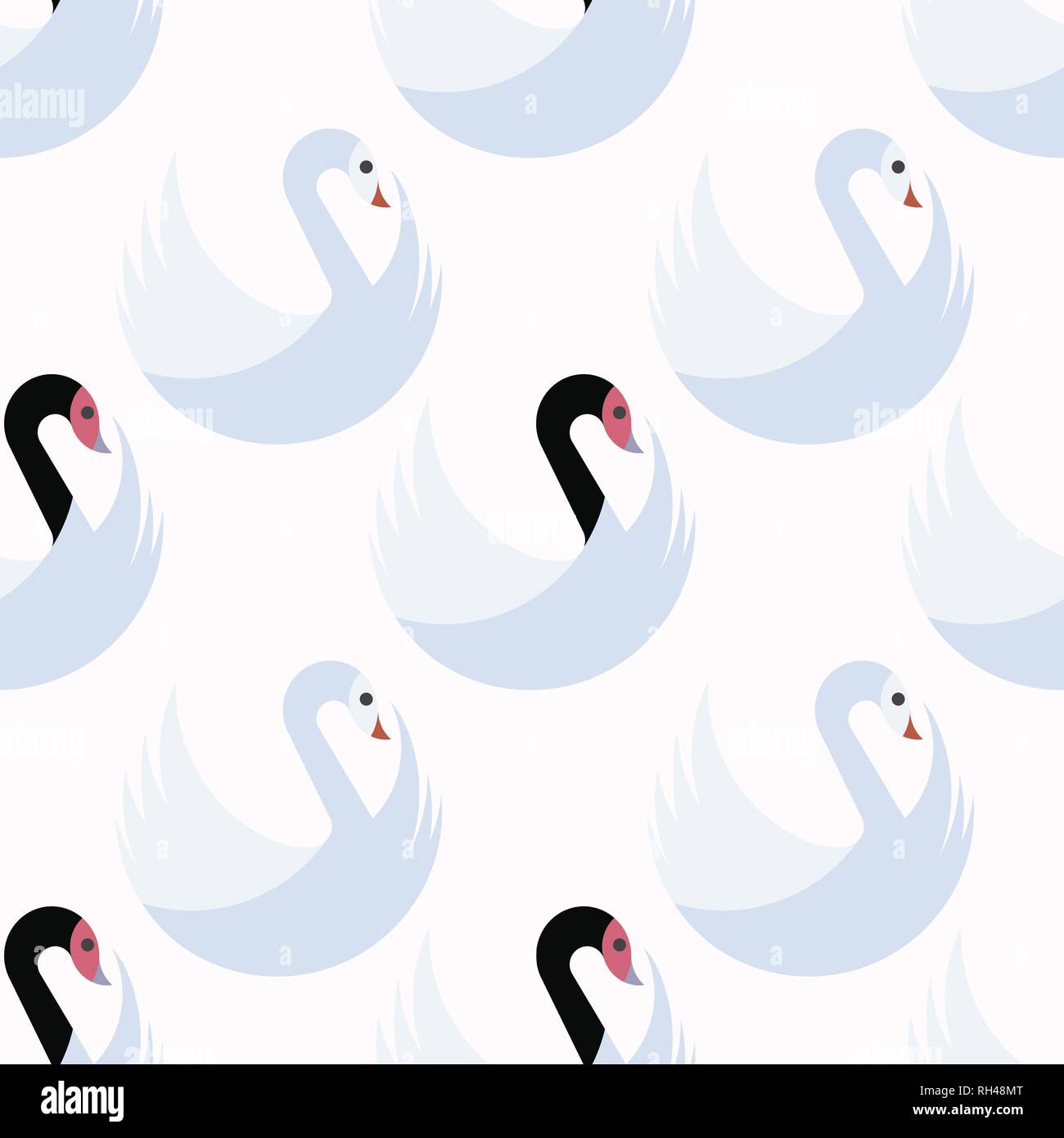 Seamless pattern with white and gray swans. Vector Stock Vector Image ...