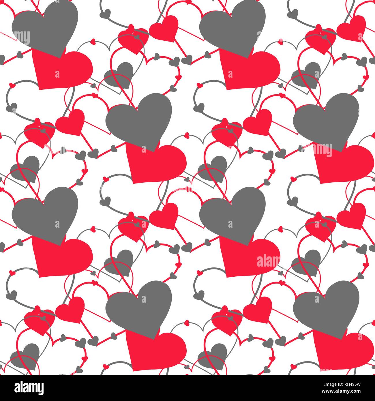 Vector seamless retro pattern, polka dot with hearts. Can be used for ...
