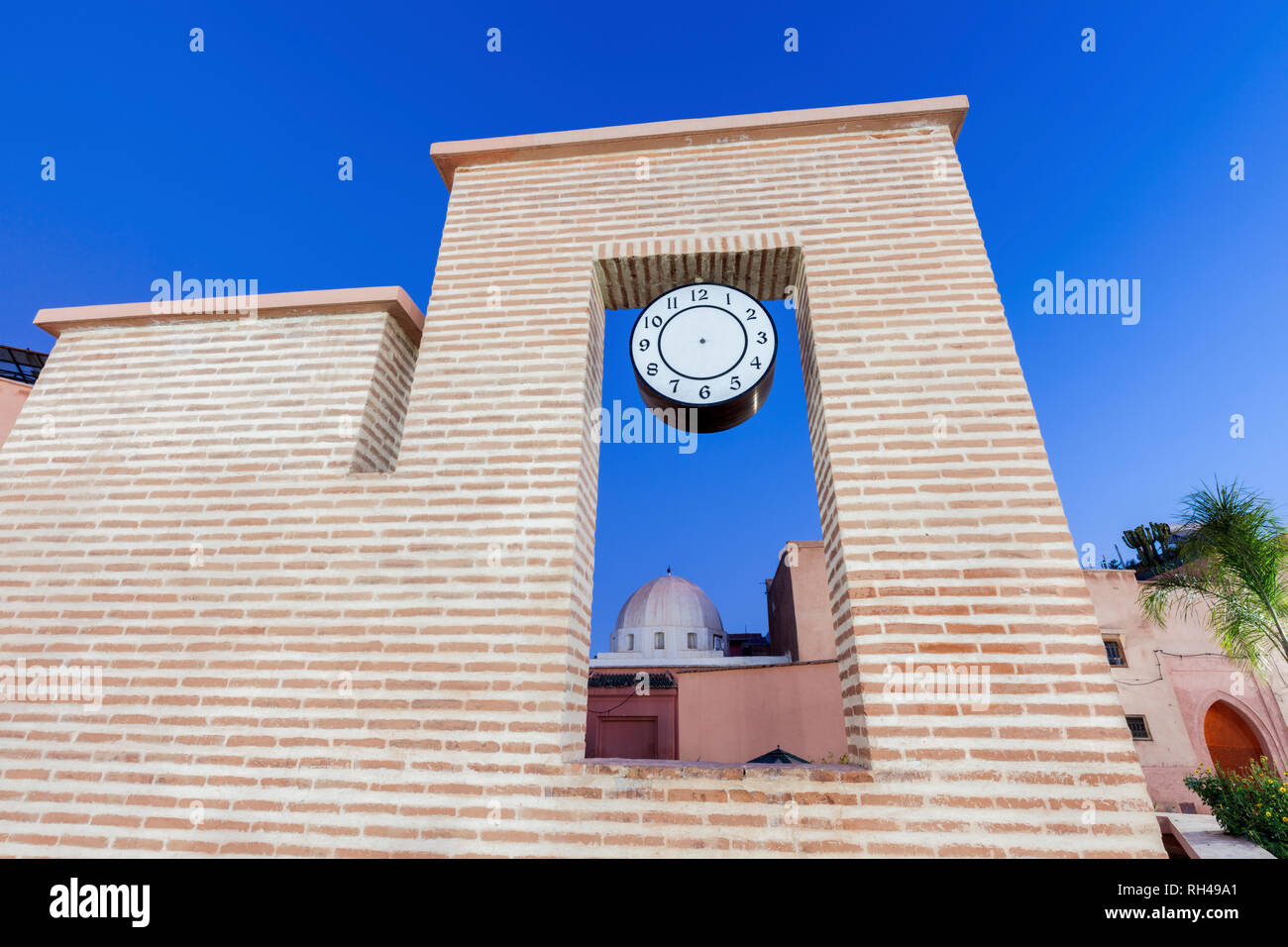Clock in Medina of Marrakesh. Marrakesh, Marrakesh-Safi, Morocco Stock ...