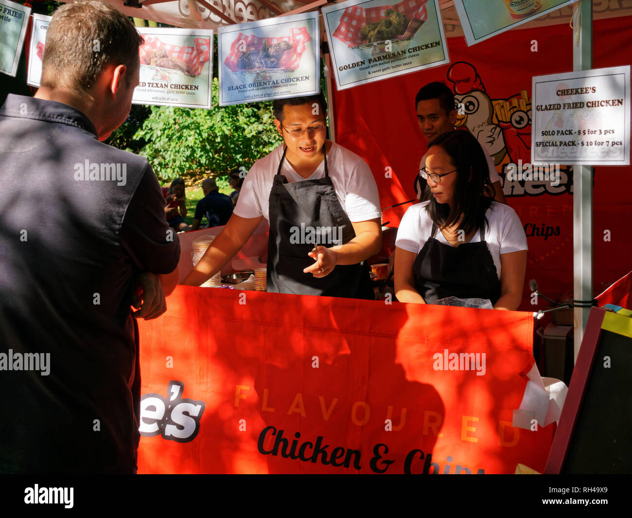 Chinese food market stall at an Asian food festival, New Zealand Stock ...