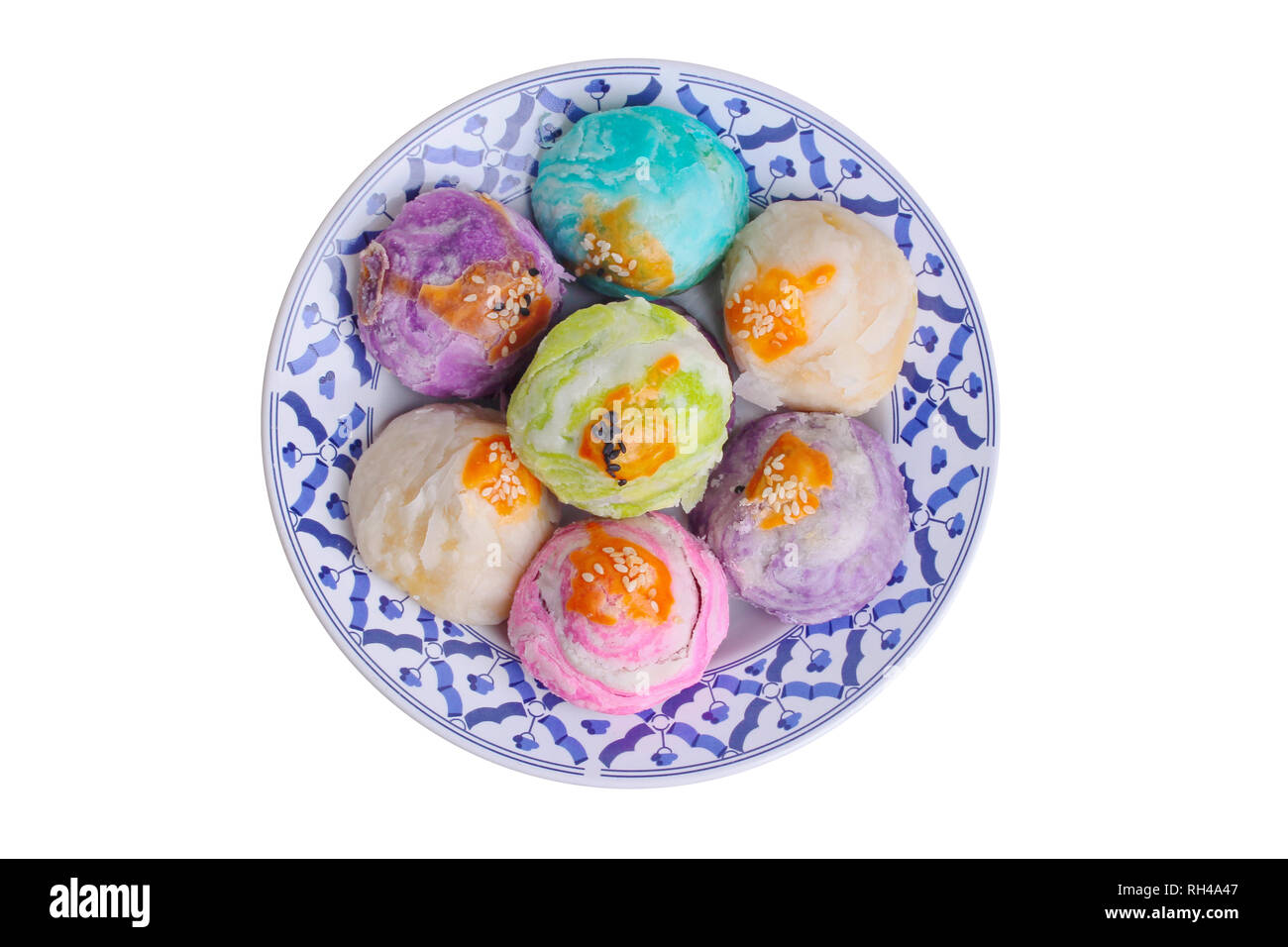 Colorful Chinese pastry moon cake ,Spring Roll pastry with nuts, salted ...