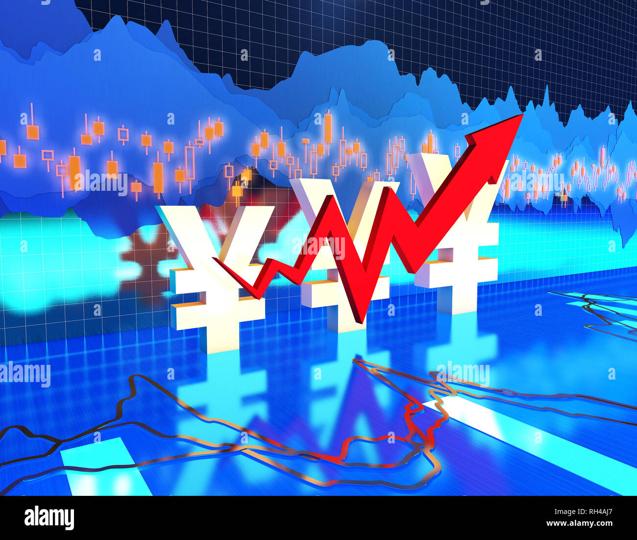 Financial stock market economic chart with success arrow, RMB economy ...