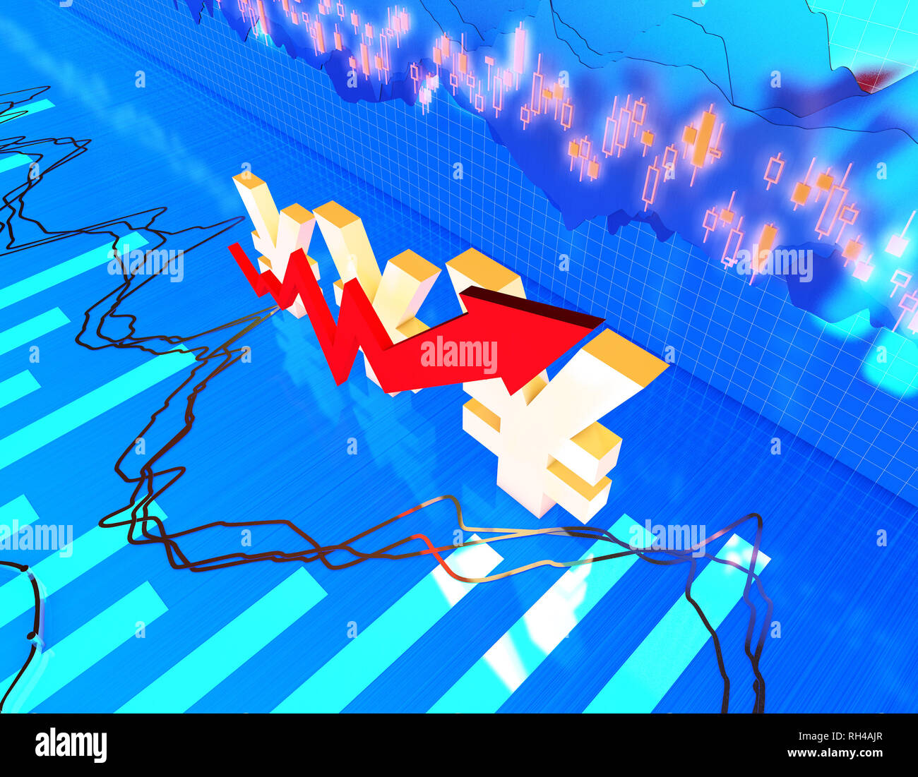 Financial stock market economic chart with success arrow, RMB economy ...