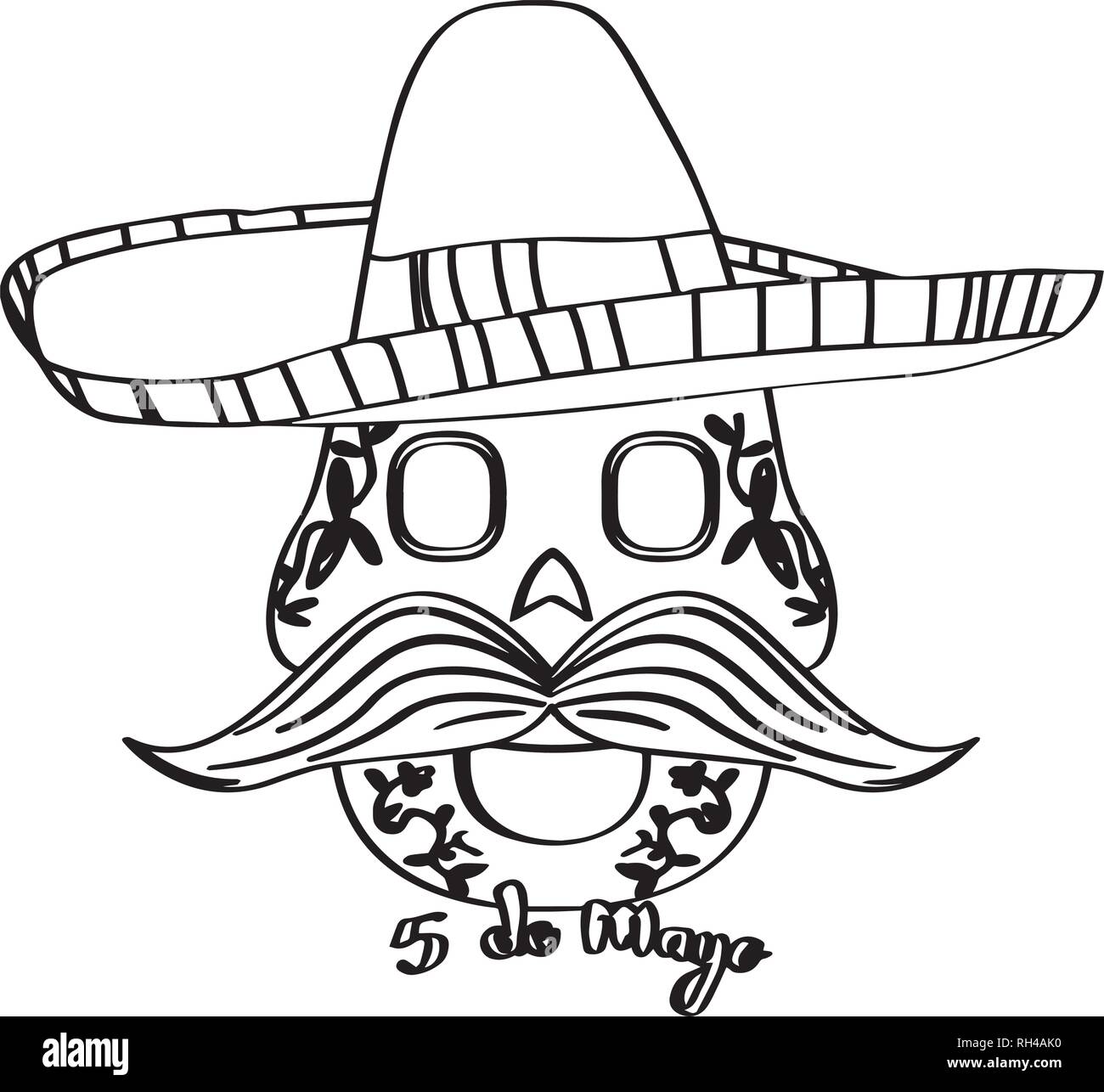 Sketch of a happy mexican skull. Cinco de mayo Stock Vector Image & Art ...