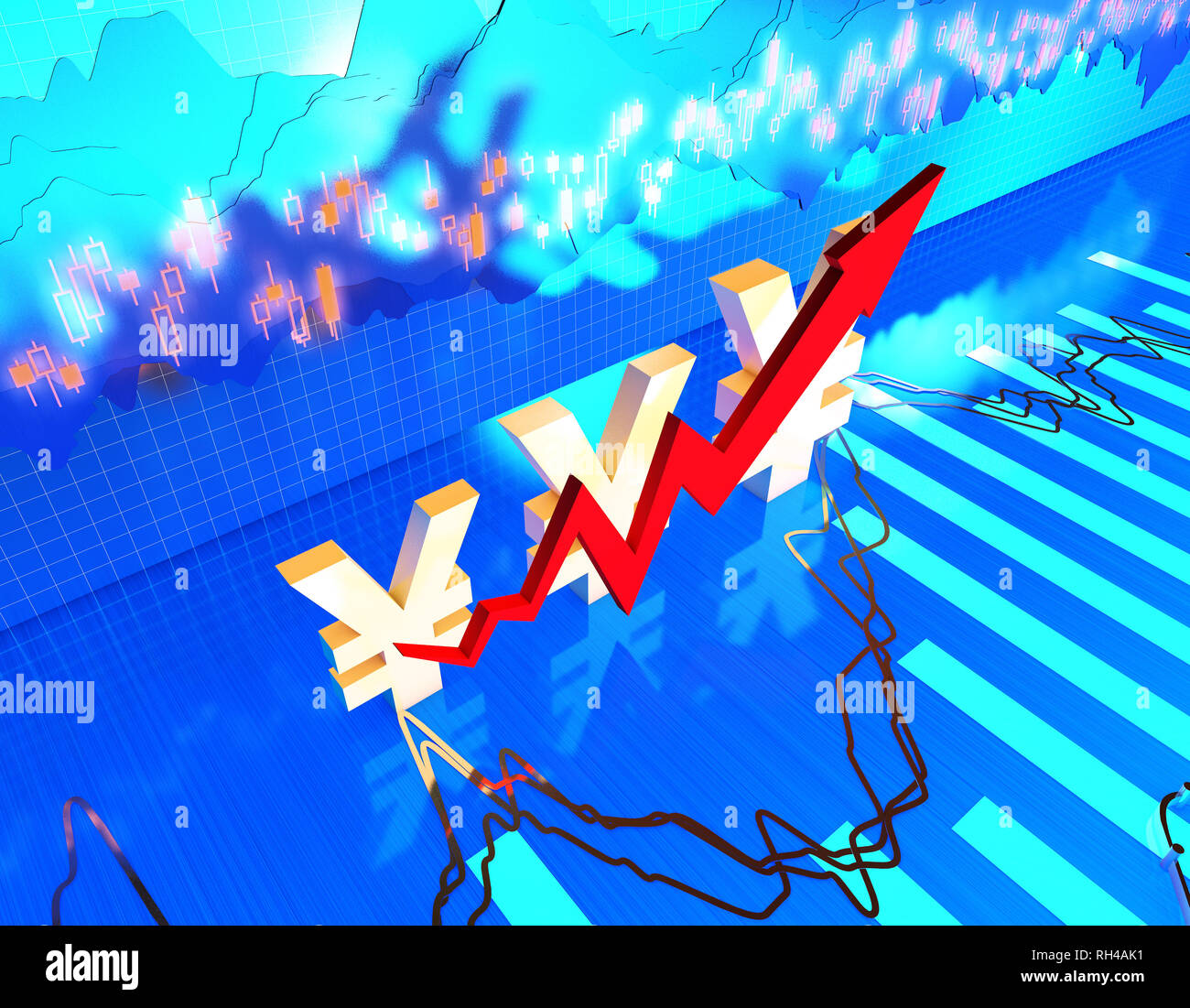 Financial stock market economic chart with success arrow, RMB economy ...