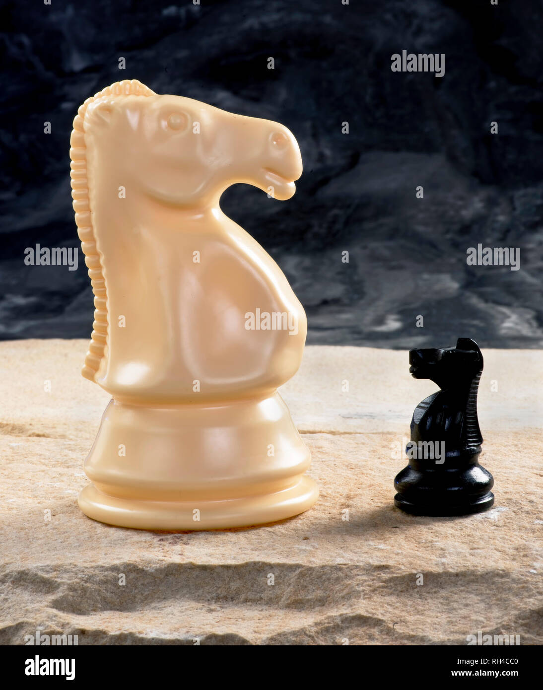 Chess pieces with Knight to knight Stock Photo - Alamy