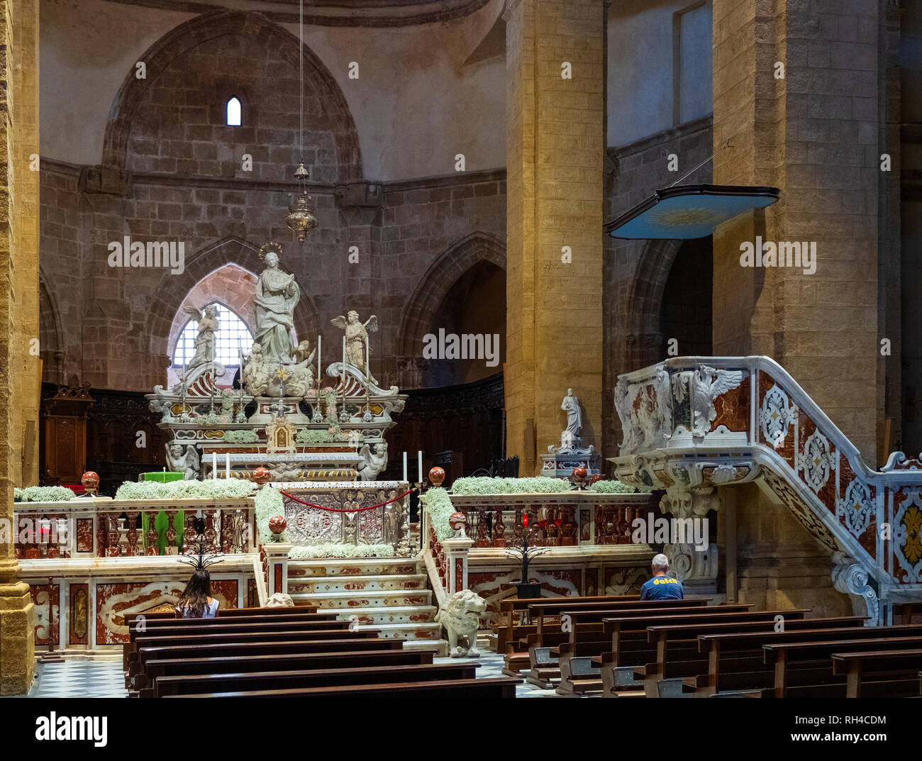 Alghero, Sardinia / Italy - 2018/08/07: Interior of Alghero Cathedral ...