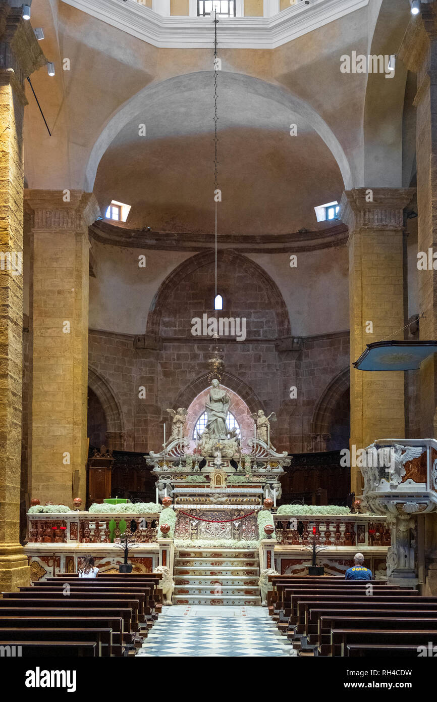 Alghero, Sardinia / Italy - 2018/08/07: Interior of Alghero Cathedral ...