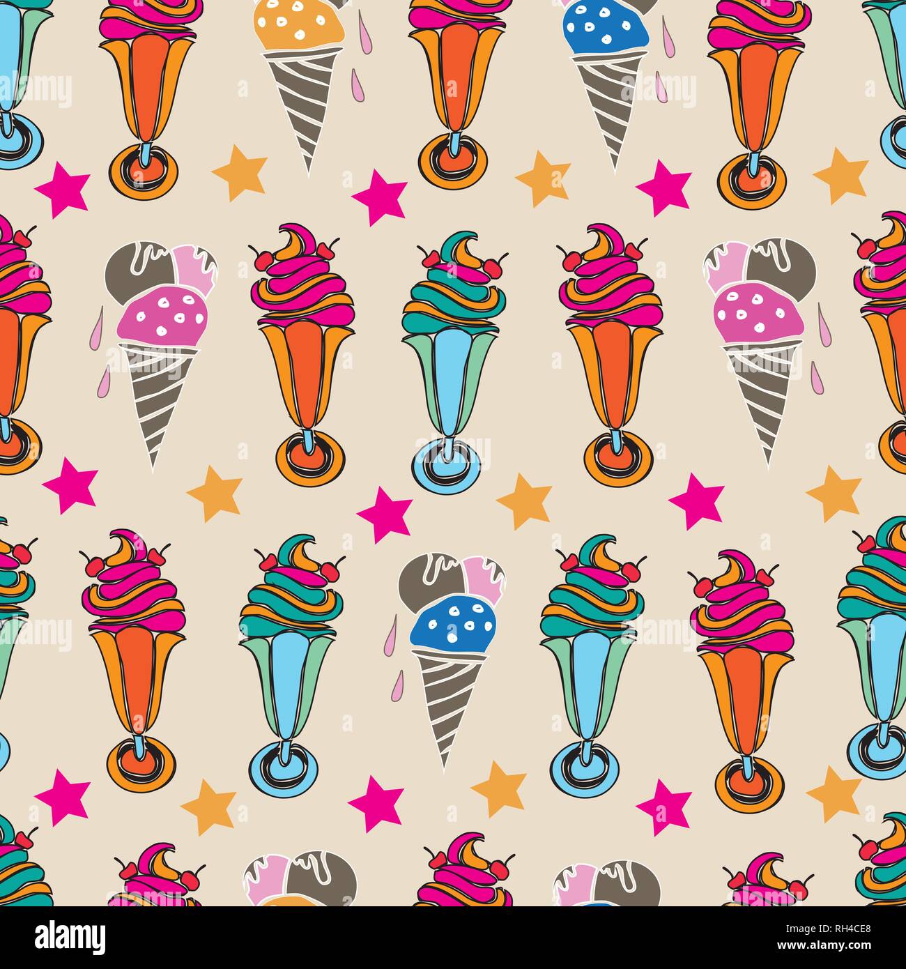 Ice Cream Delight-Sweet Dreams seamless repeat pattern illustration ...