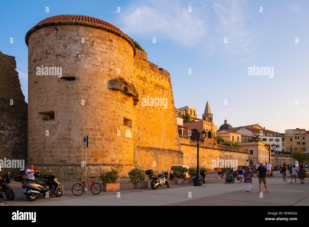 Alghero, Sardinia / Italy - 2018/08/10: Summer sunset view of the ...