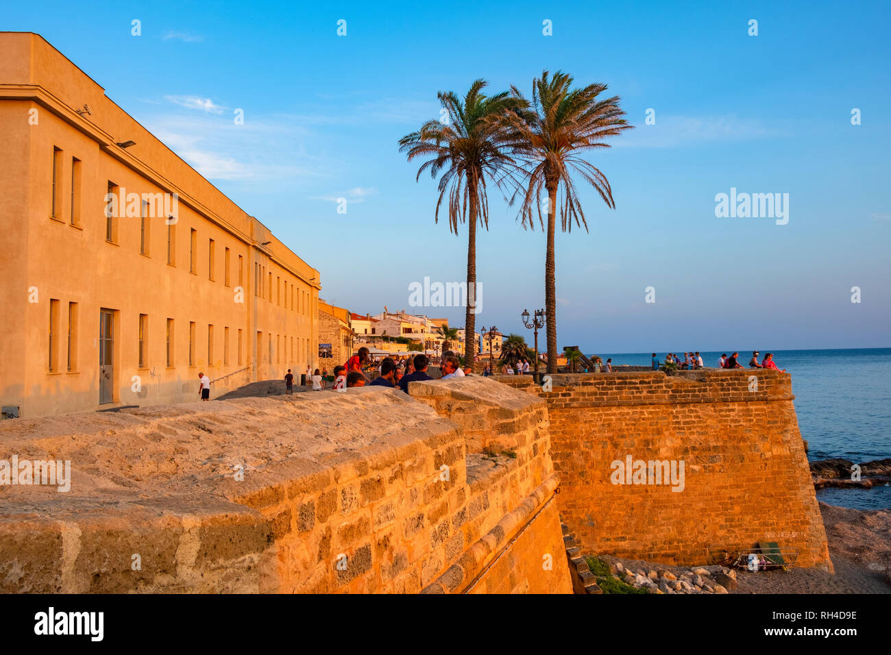 Alghero, Sardinia / Italy - 2018/08/10: Summer sunset view of the ...