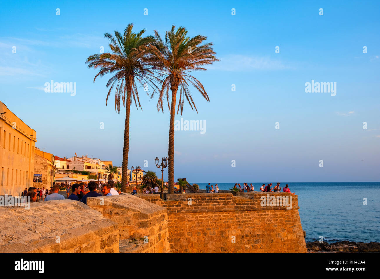 Alghero, Sardinia / Italy - 2018/08/10: Summer sunset view of the ...