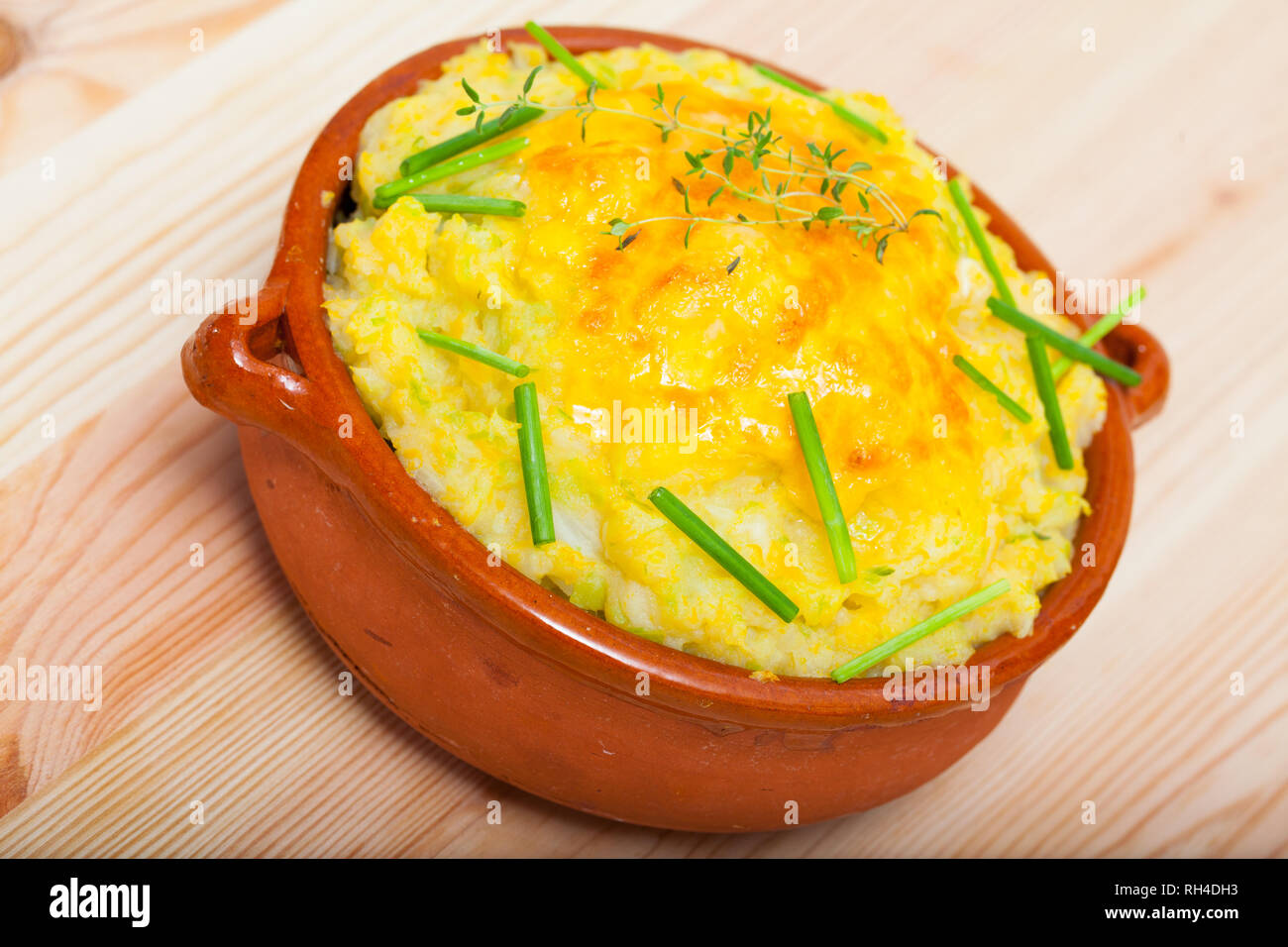 Bowl of rumbledethumps, traditional Scottish dish with potato, cabbage ...