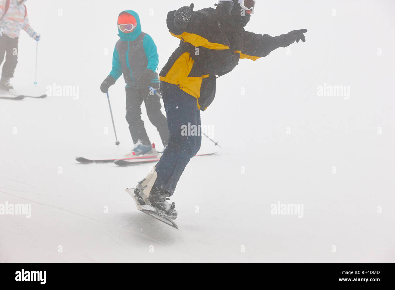 Snowboarding under the snow. Outdoor winter sport. Horizontal Stock ...